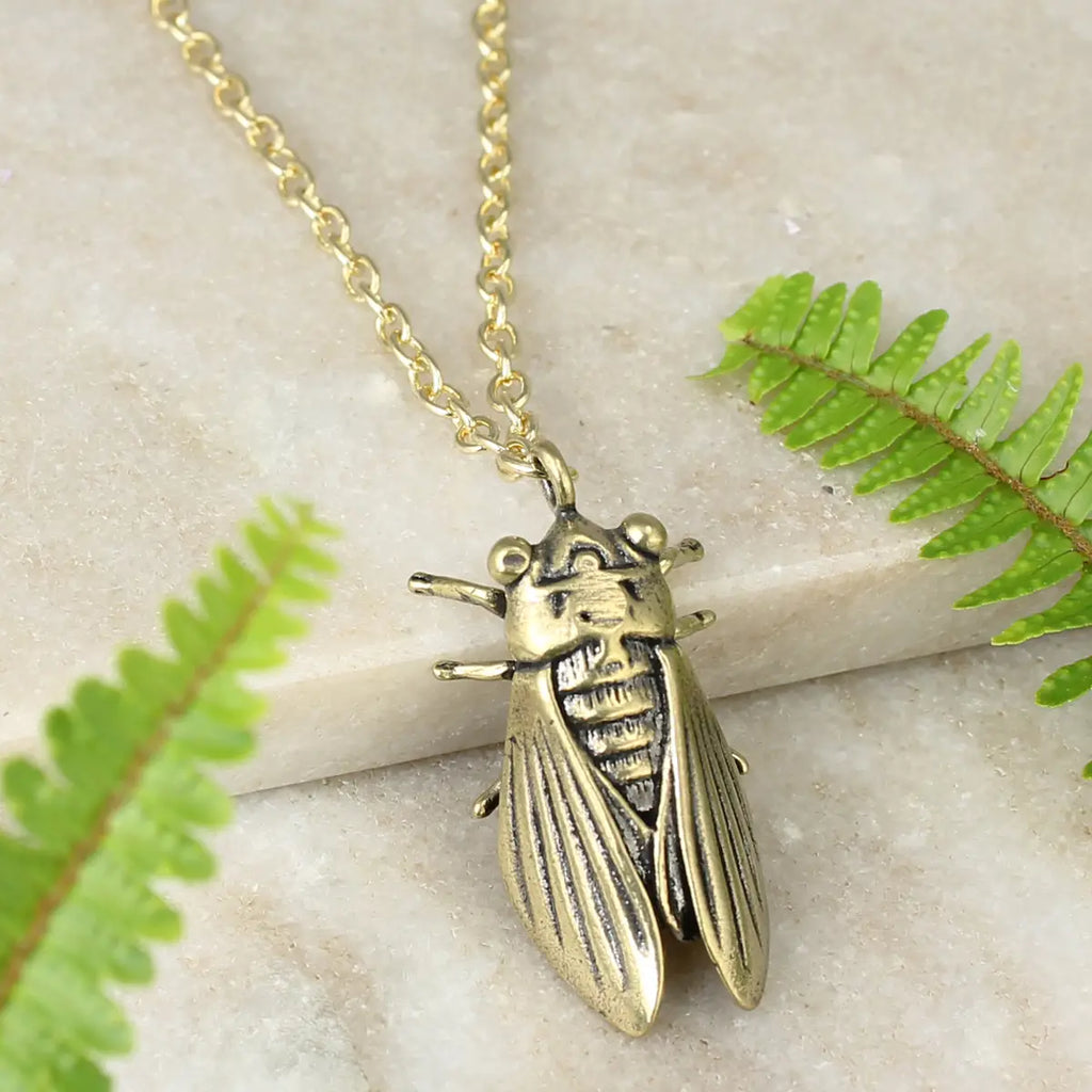 Gold Cicada Insect Necklace – Sunbeam General Store