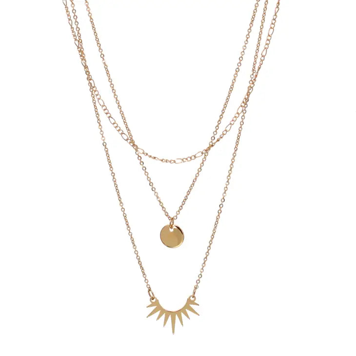 Triple chain Necklace with Disc and Sunburst Pendants – Sunbeam General ...
