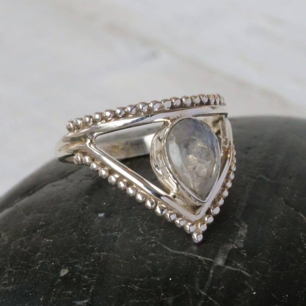 Sterling Silver Spotted Triangle Ring-Moonstone – Sunbeam General Store
